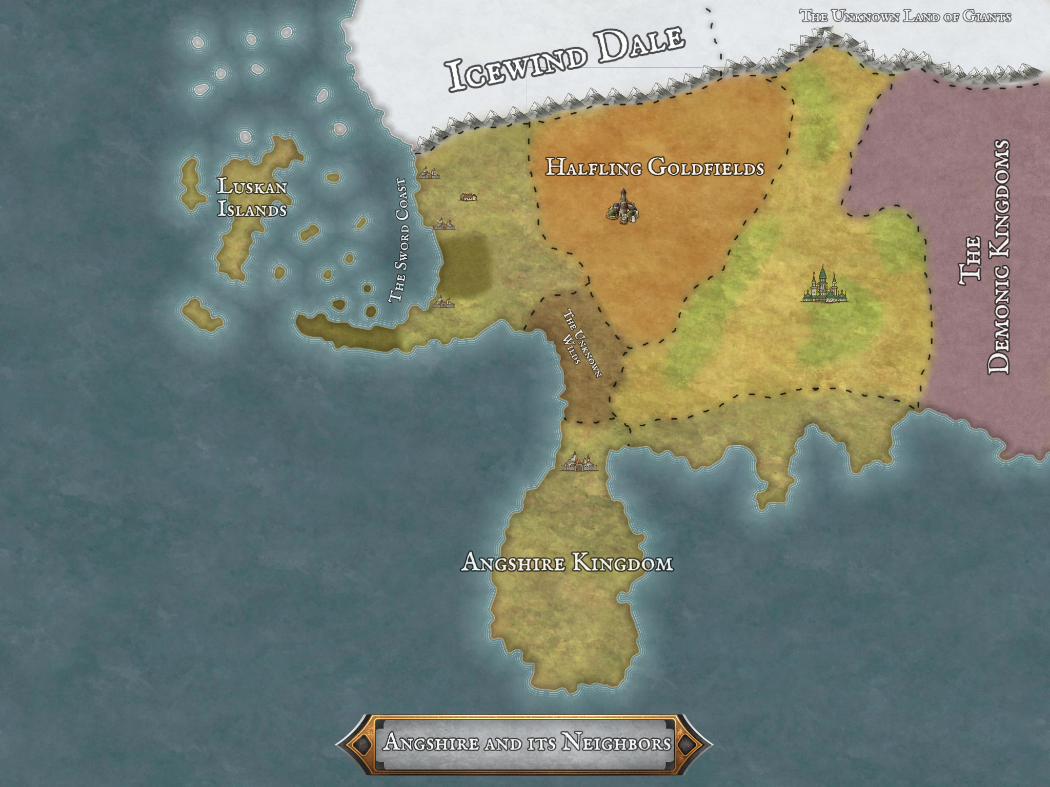 Angshire and its neighbors - Maps